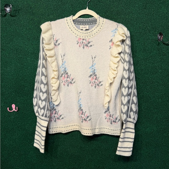 BiBi | Sweaters | 647 Nwot Bibi Floral Ruffle Knit Sweater | Poshmark
